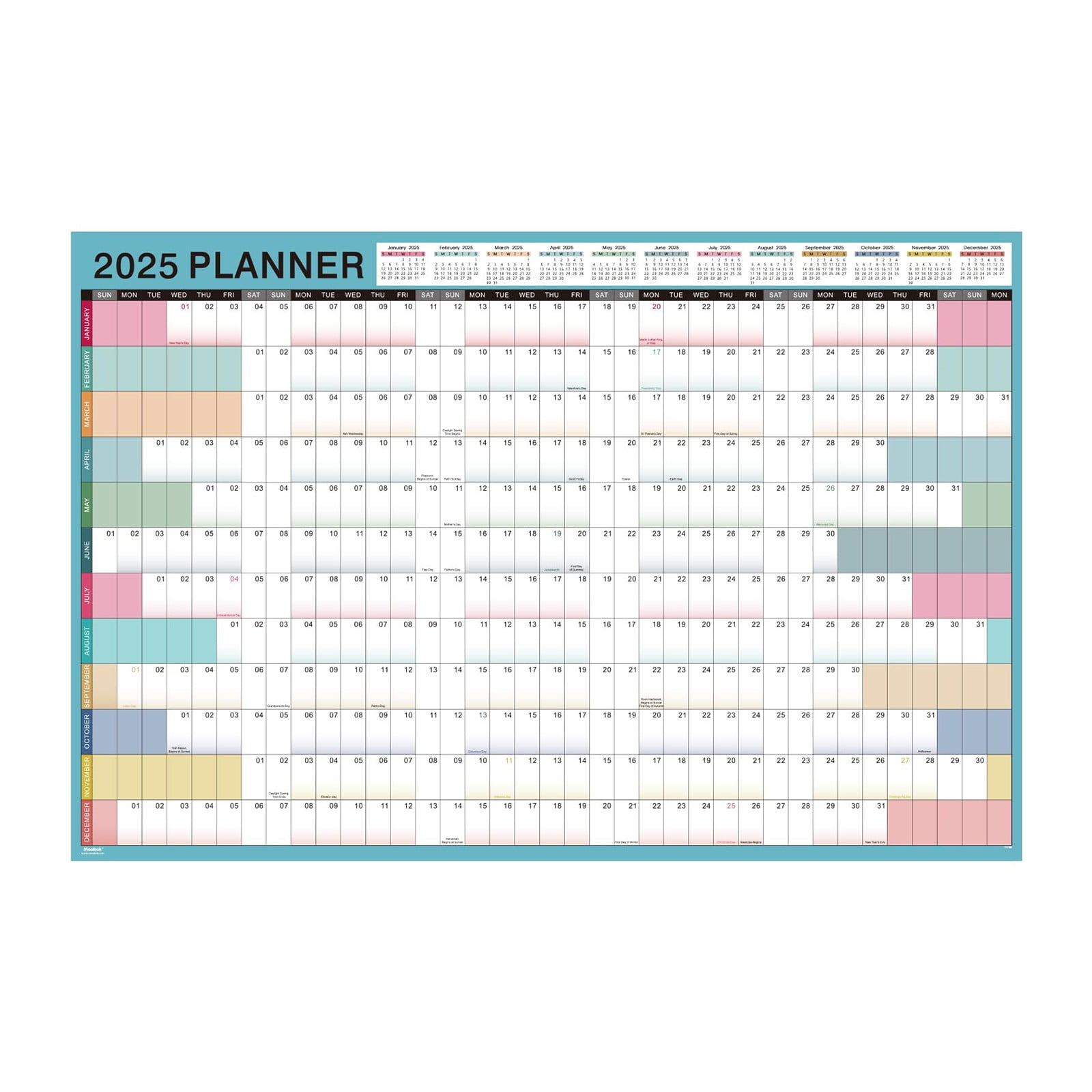 GEGNXA 2025 New Blue Calendar — Elegant Thick Paper Hanging Calendar ...