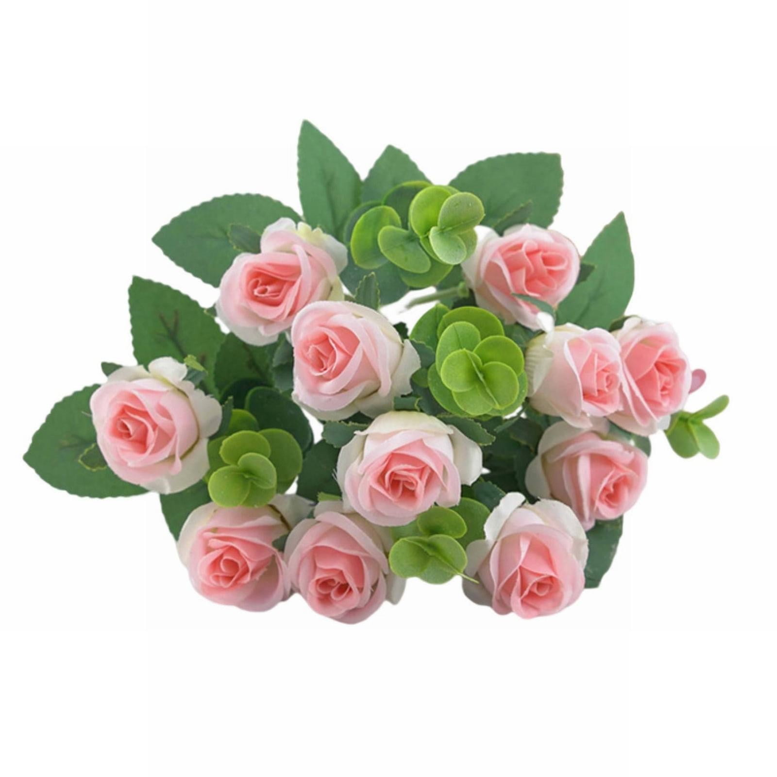 GEGNXA Bouquet Artificial Rose 5 Branches 11 Heads Realistic Green ...