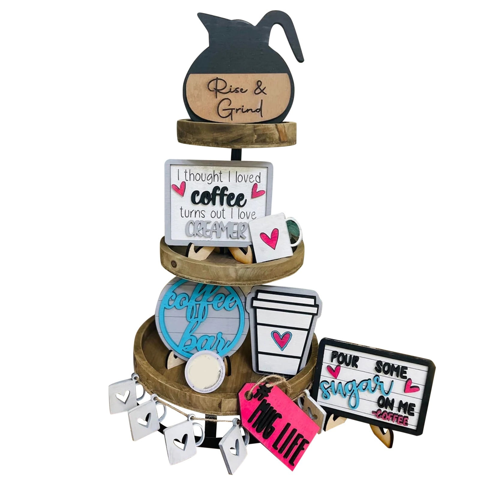 GEGNXA Coffee Tier Tray Kitchen Tiered Tray Decor Coffee Decor Coffee ...