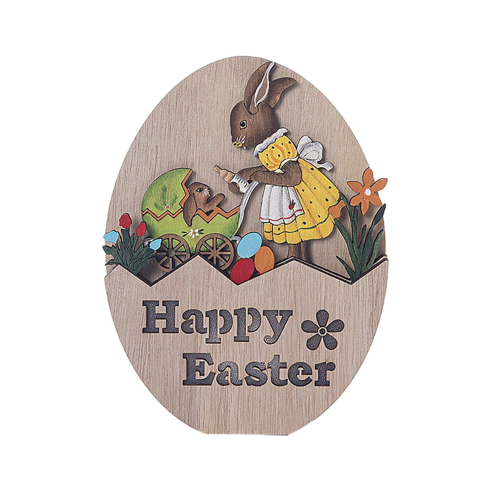 GEGNXA Easter Bunny Wooden Table Sign Table Centerpiece Wooden Hen ...
