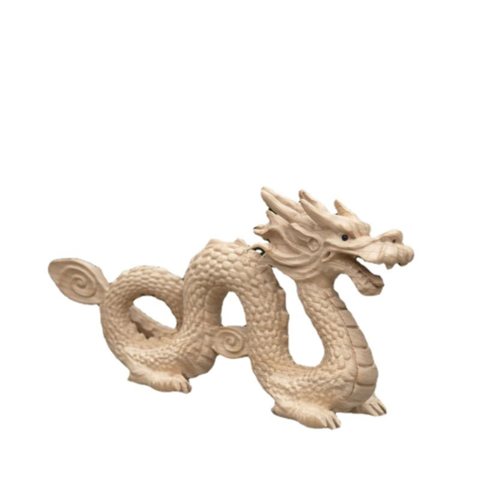 Clearance!Feng Shui Carved Natural Wood Dragon Statue Sculpture Animal ...