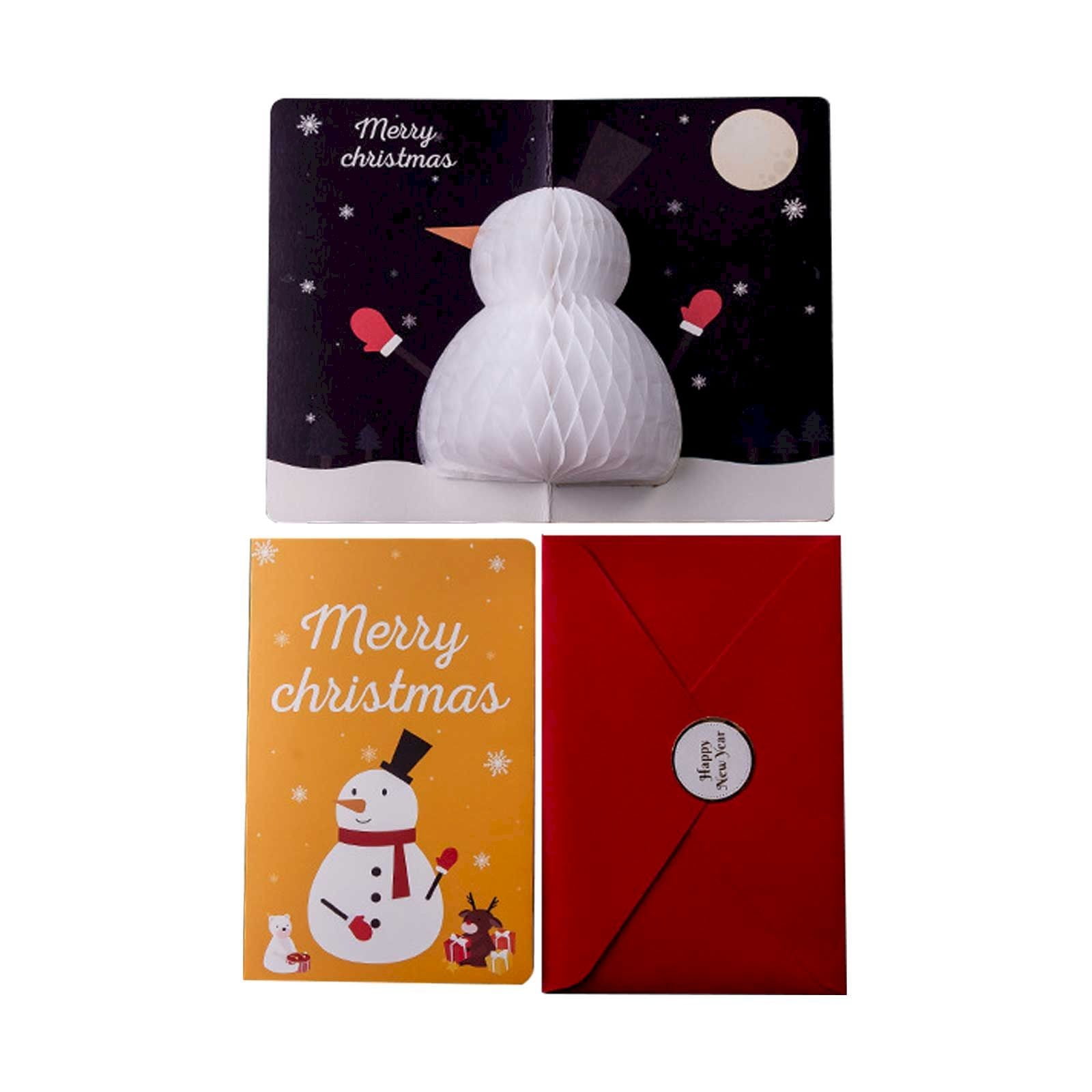 GEGNXA Honeycomb Christmas Cards With Stickers Santa Christmas Tree ...