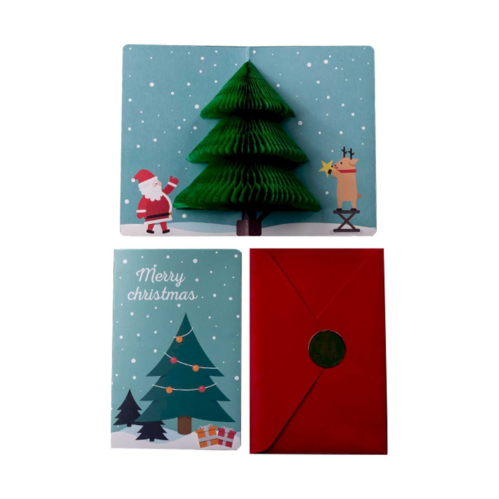 GEGNXA Honeycomb Christmas Cards With Stickers Santa Christmas Tree ...