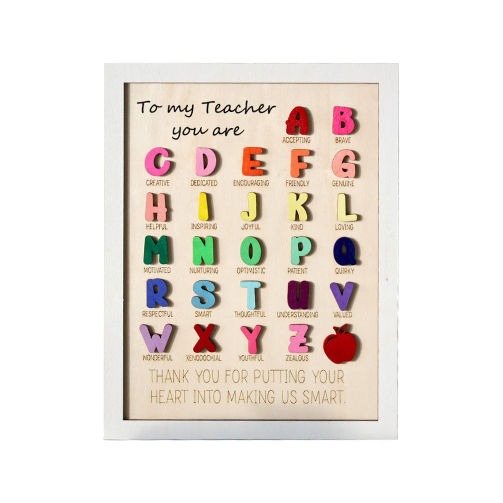 GEGNXA Personalized 3D Teacher Appreciation Wooden Plaque Gift ABC ...