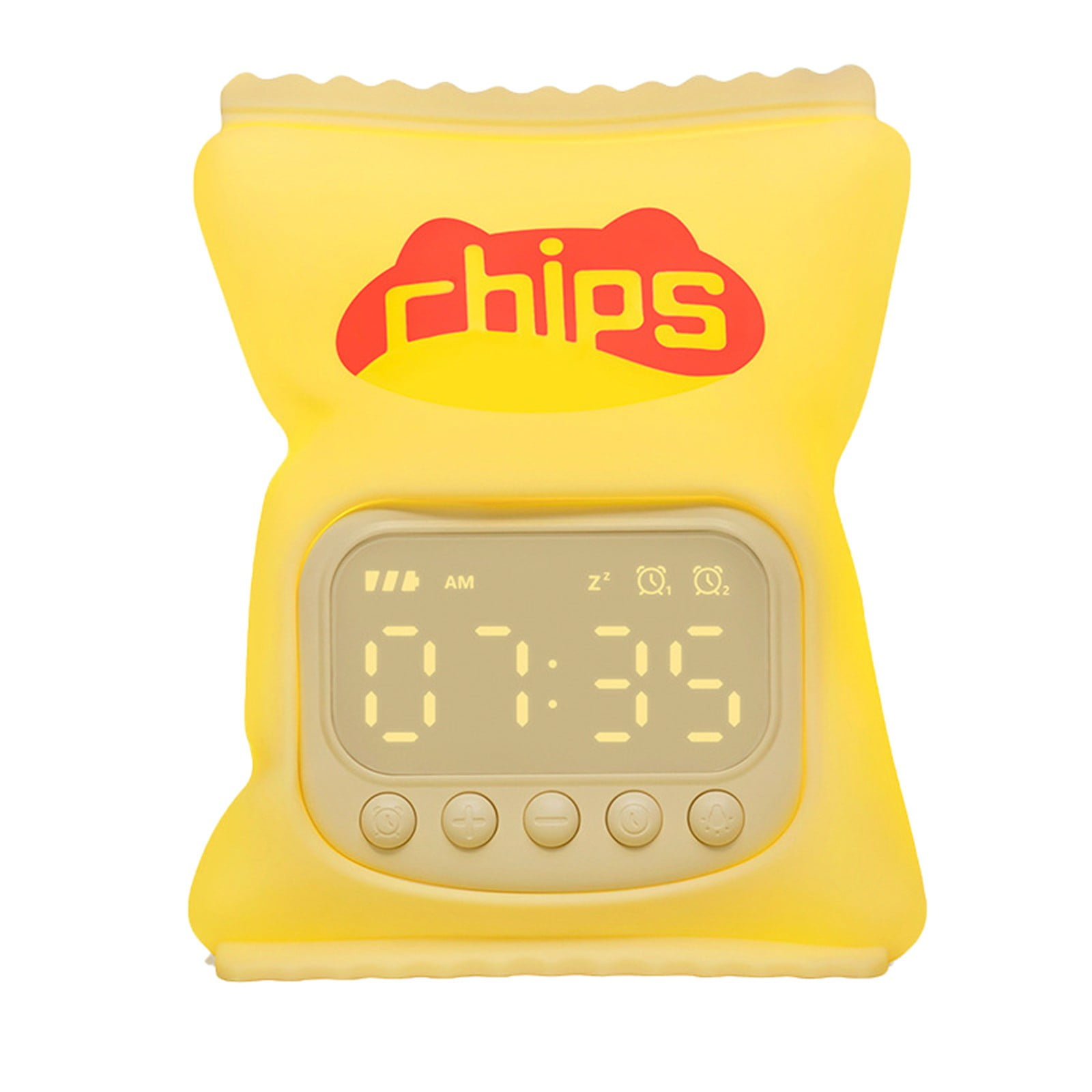 Clearance!Potato Chip Alarm Clock & Night Light USB Rechargeable Wake Up Device For Students ...