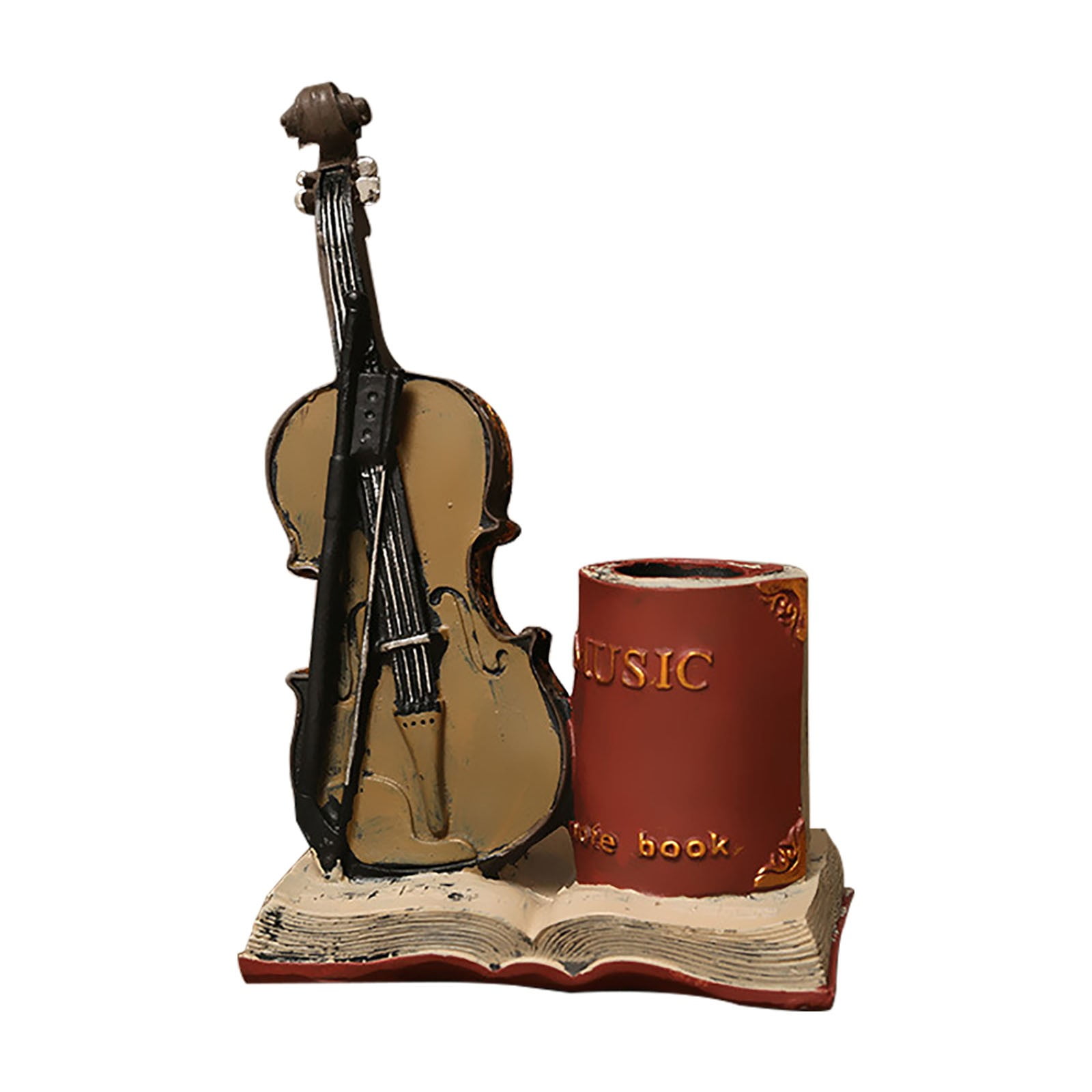 GEGNXA Resin Violin Sculpture Pen Holder Pencil Holder Pen Organizer ...