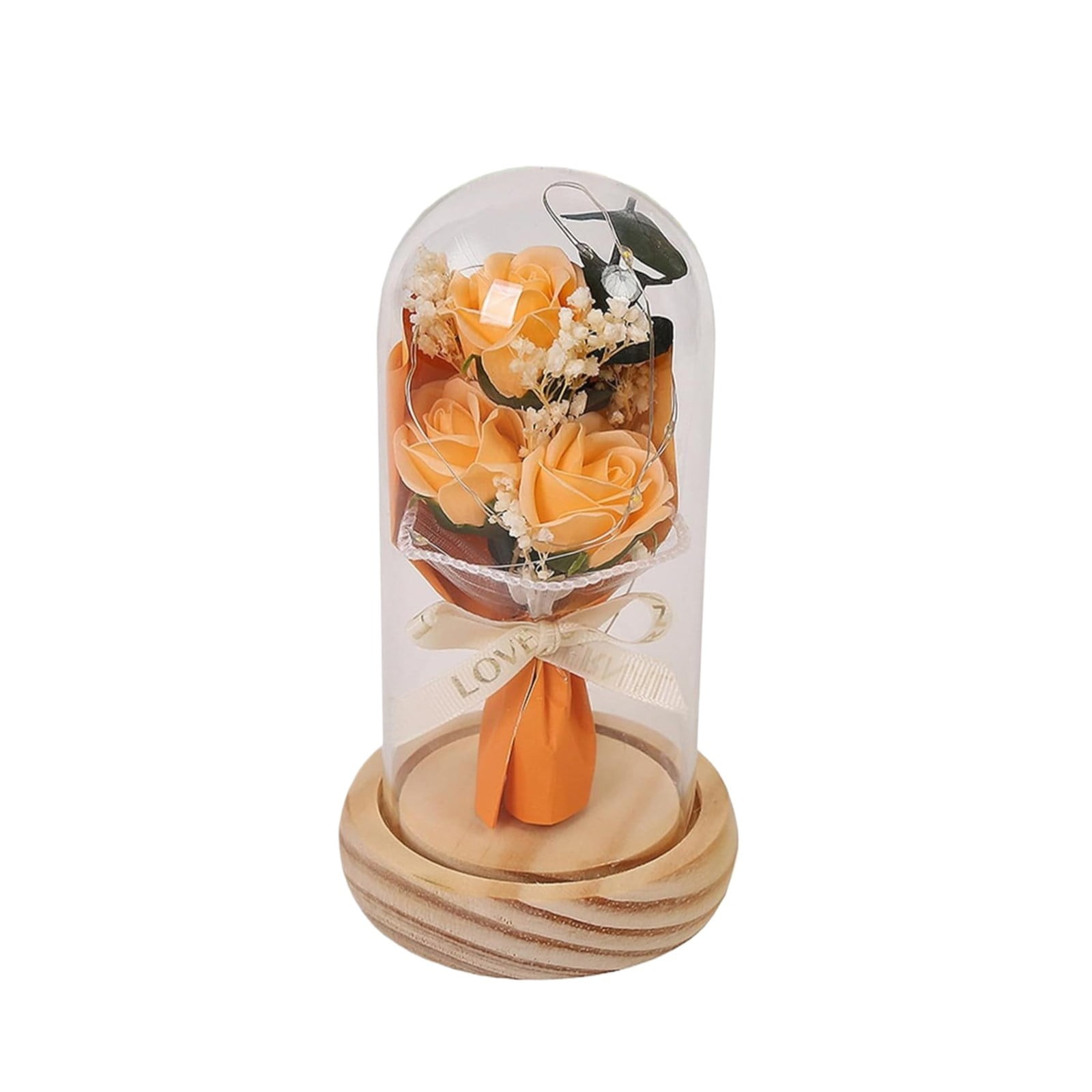 GEGNXA Rose In Glass Dome Handmade Rose Light Up In Glass Dome | Women ...