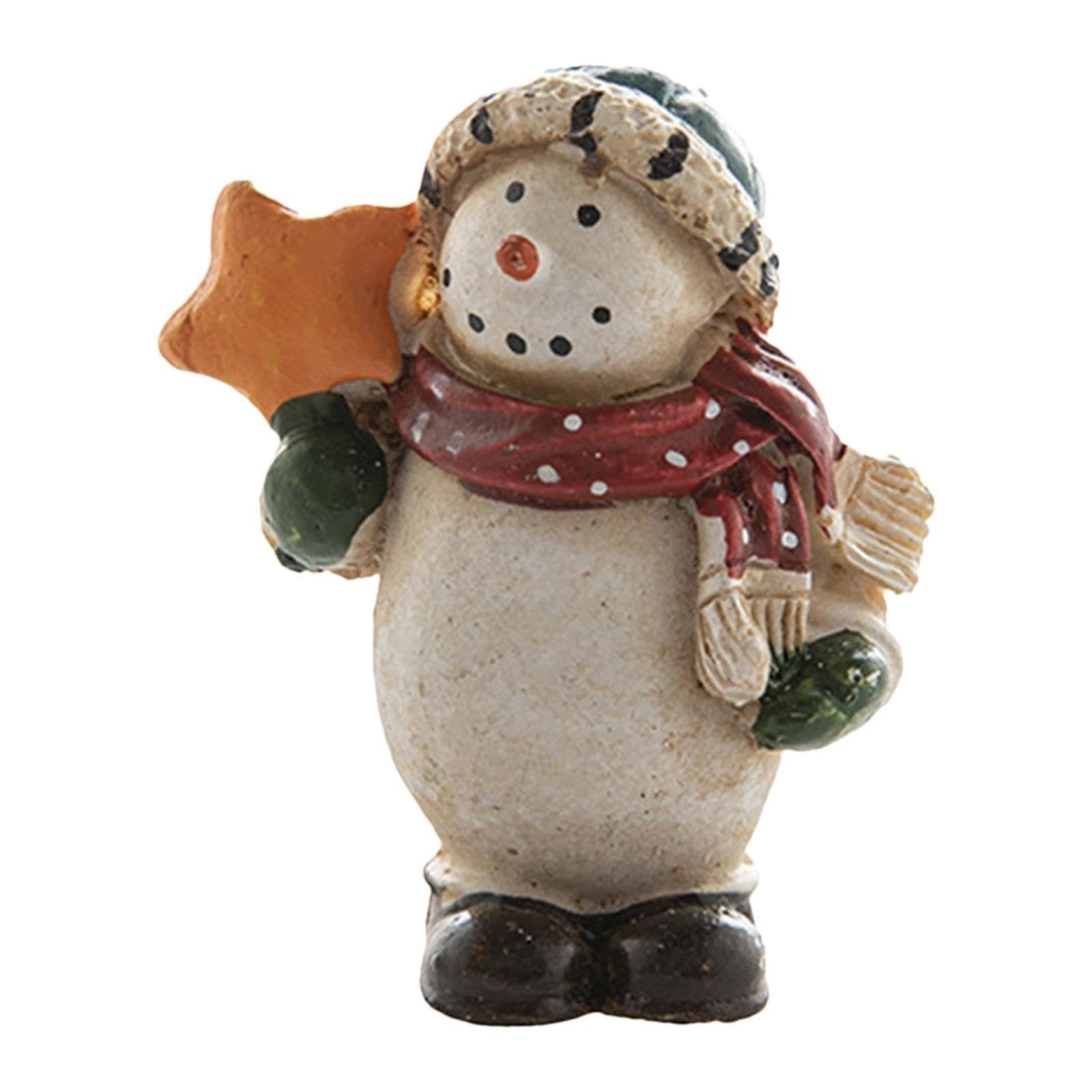 GEGNXA Snowman Statue Christmas Snowman Statue Cute Resin Painted ...
