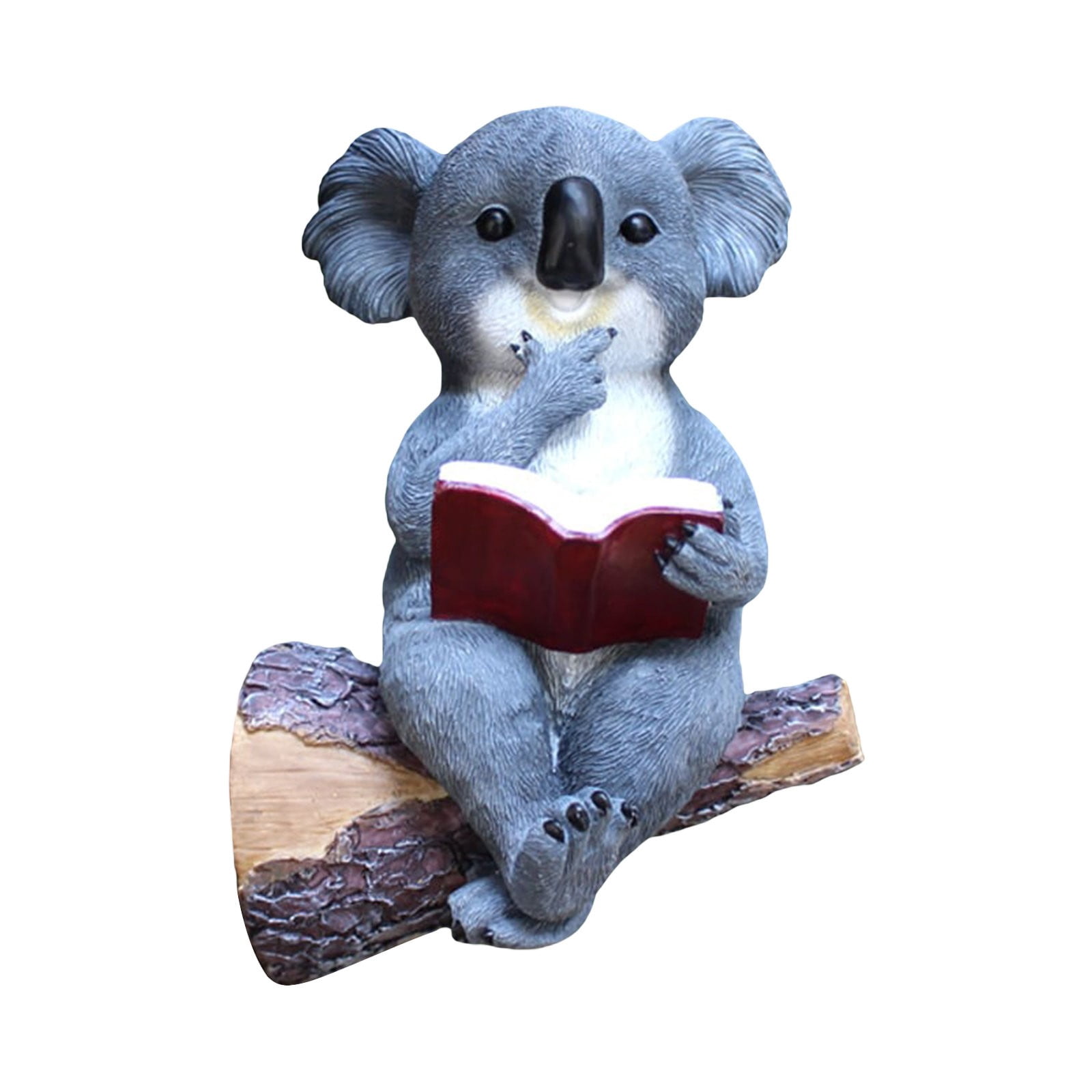 GEGNXA Solar Charging Baby Bear&Koala Reading Book Sculpture Resin ...
