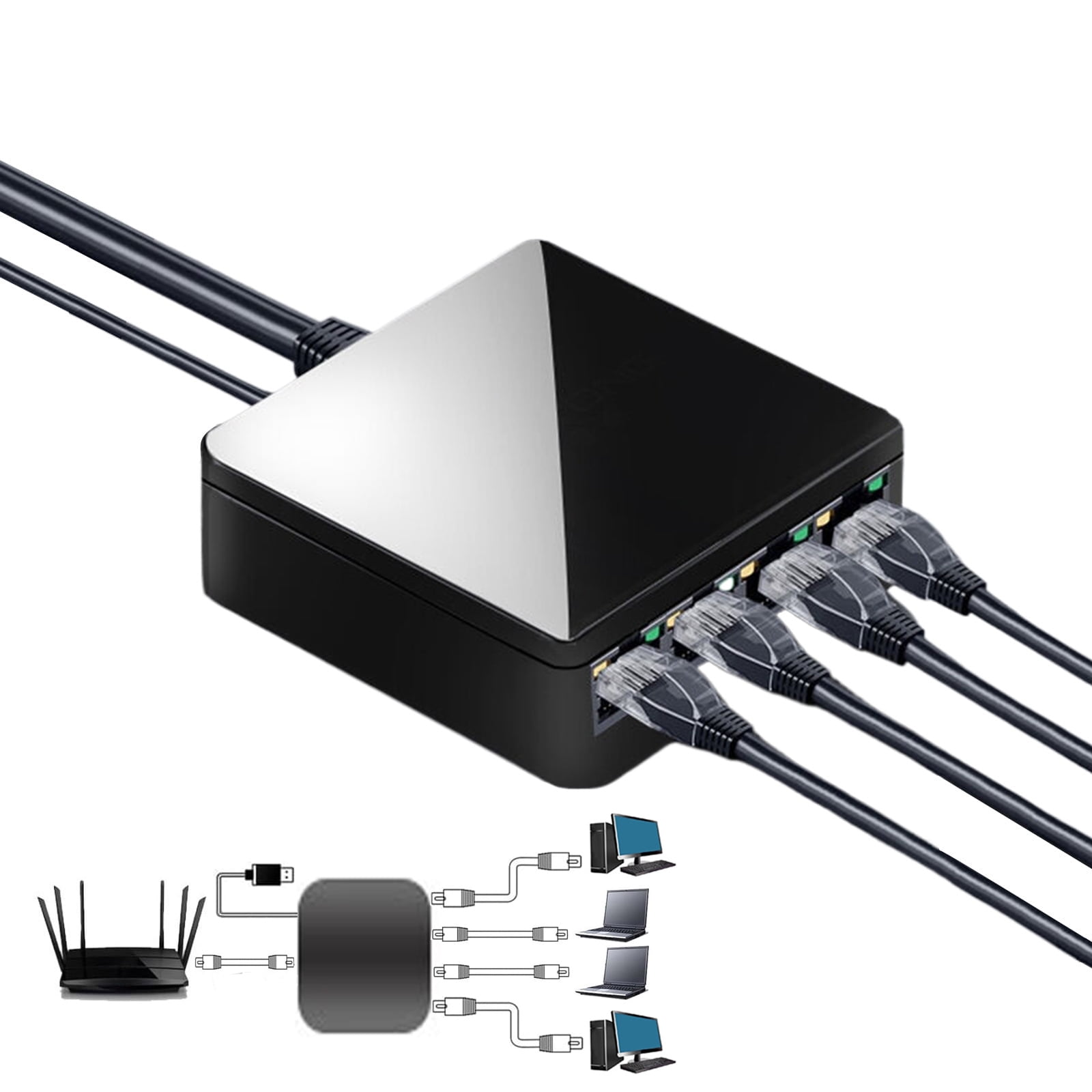 Gegong Gigabit Ethernet Splitter 1 To 4, High-Speed 1000mbps Network ...
