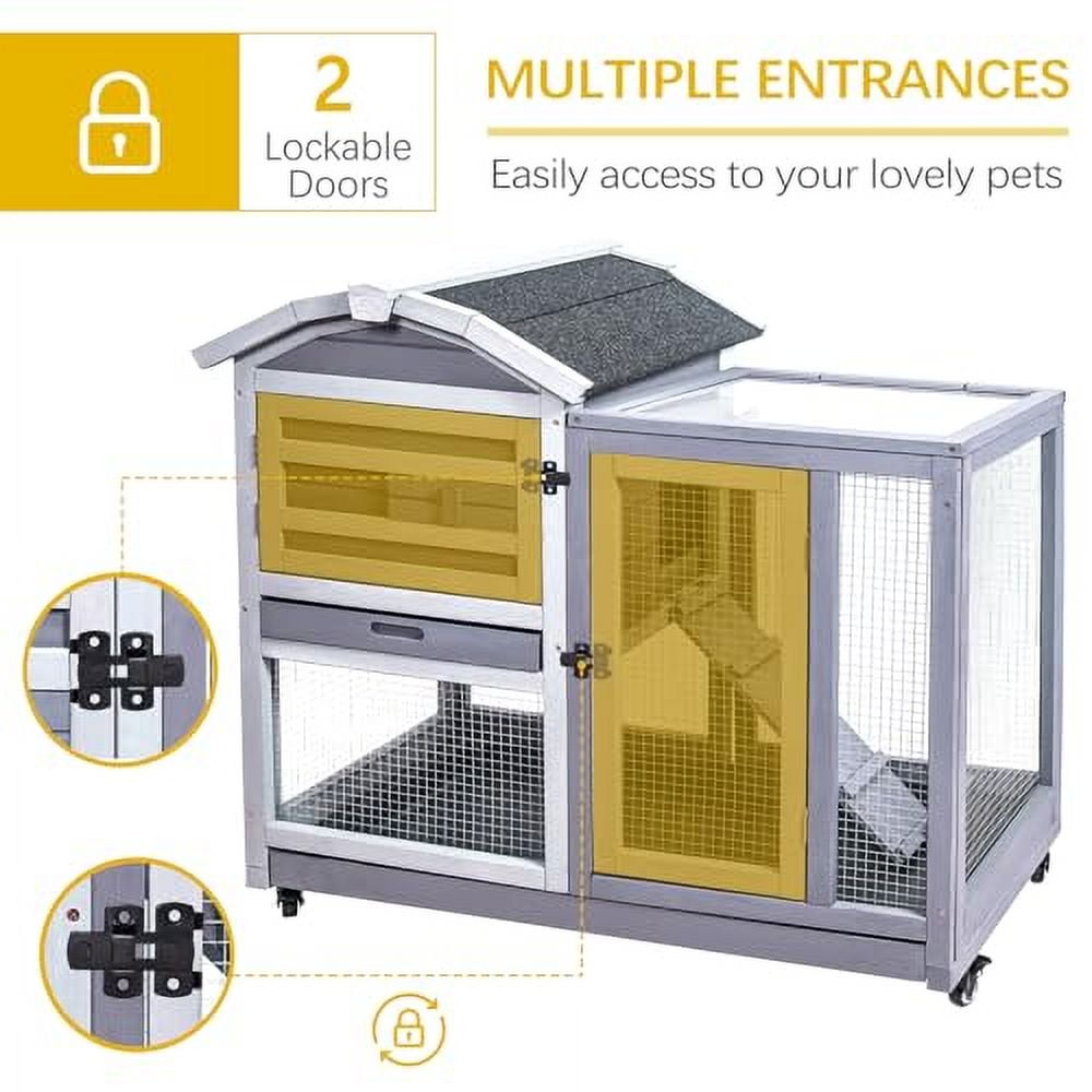 GEGURI Rabbit Hutch Indoor Rabbit Cage Outdoor, Wooden Bunny Cages for ...