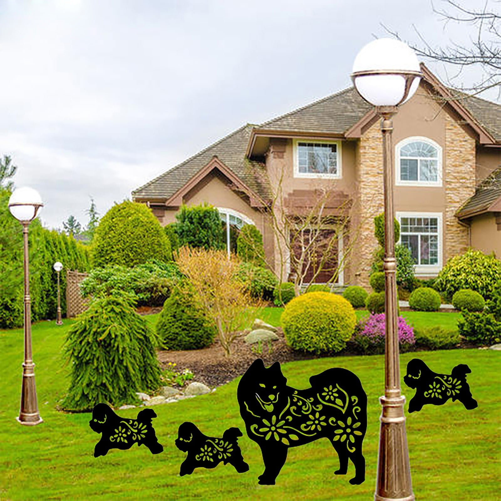 GEGnga Courtyard Plaque Yard Art Dog Garden Inserts Acrylic Animal ...