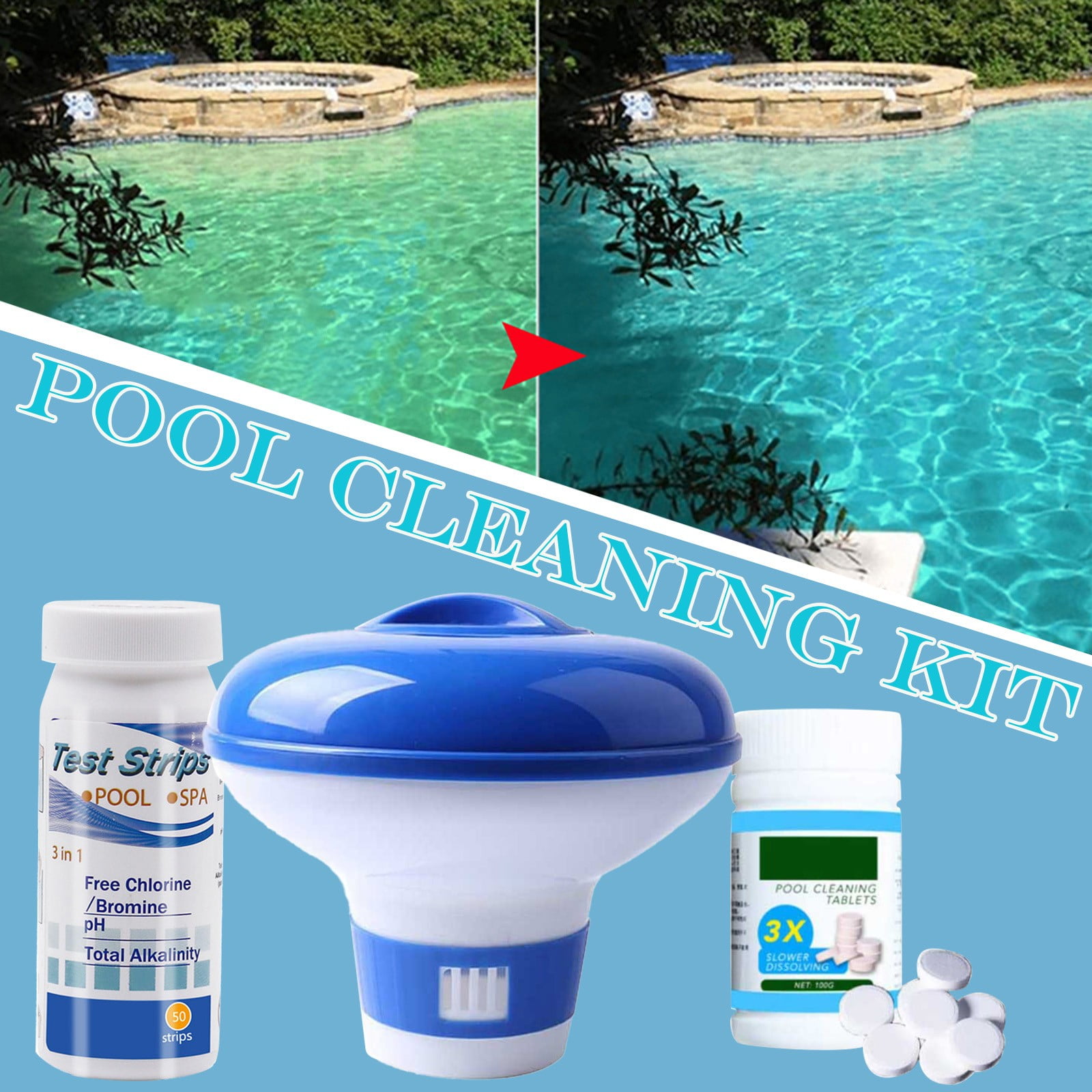 GEHGWP 100 Grams Of Chlorine Tablets, With Dosing Device, With 50 Ph ...