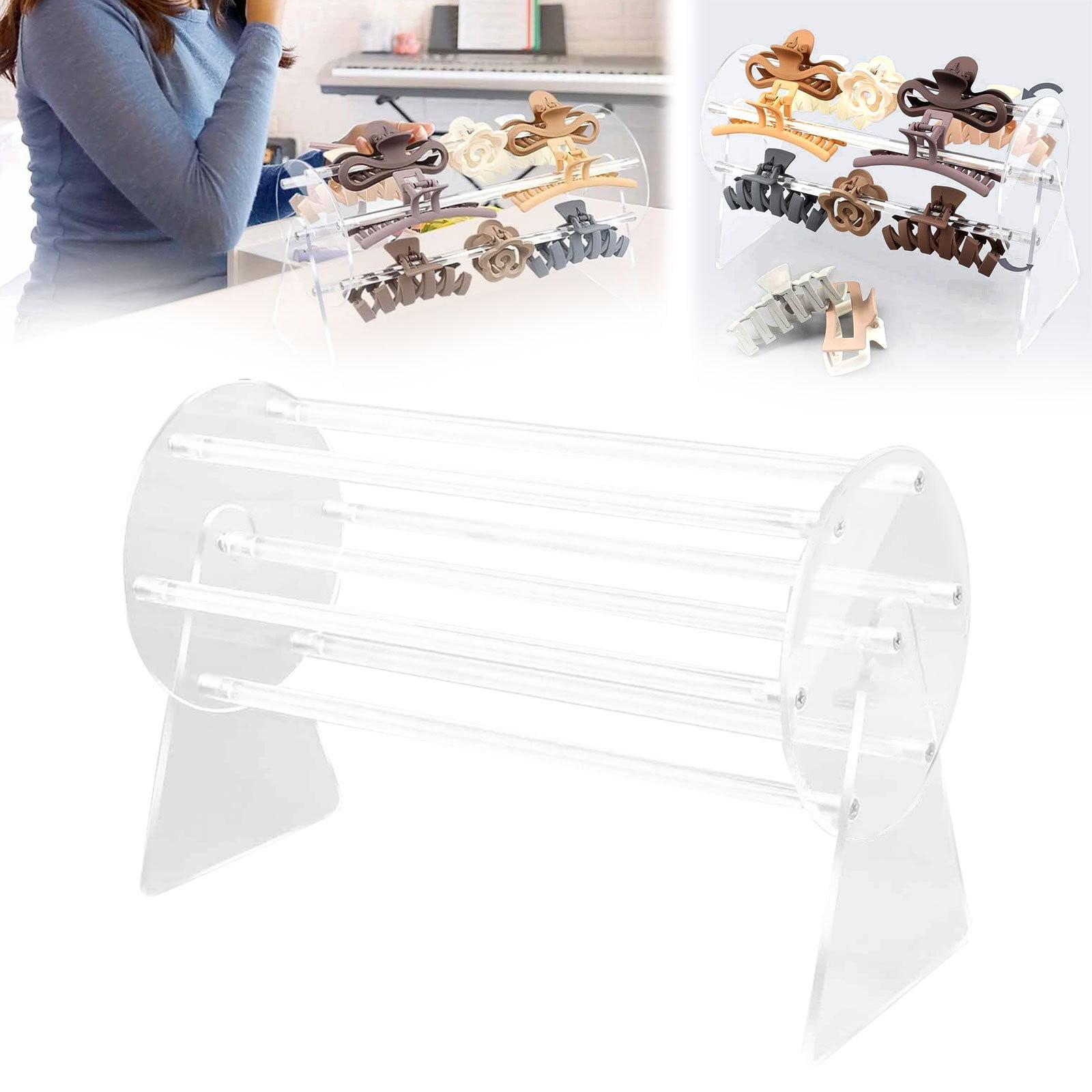 GEHGWP 50% off Clear! Acrylic Rotating Hair Clip Holder Clip Organizer ...