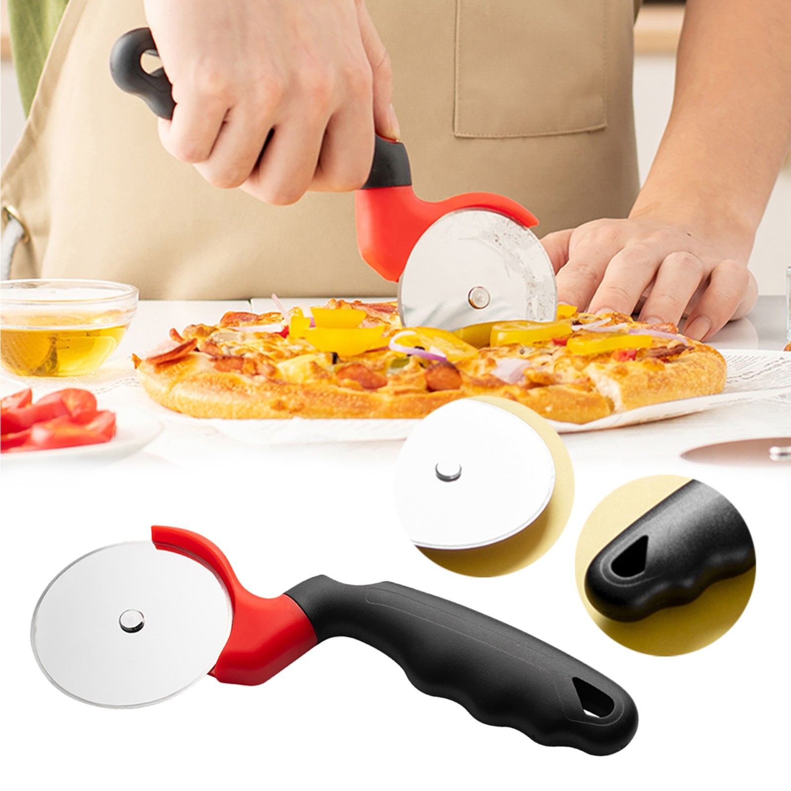 GEHGWP Classic Pizza Wheel With Sharp For Cutting Through Crusts And ...