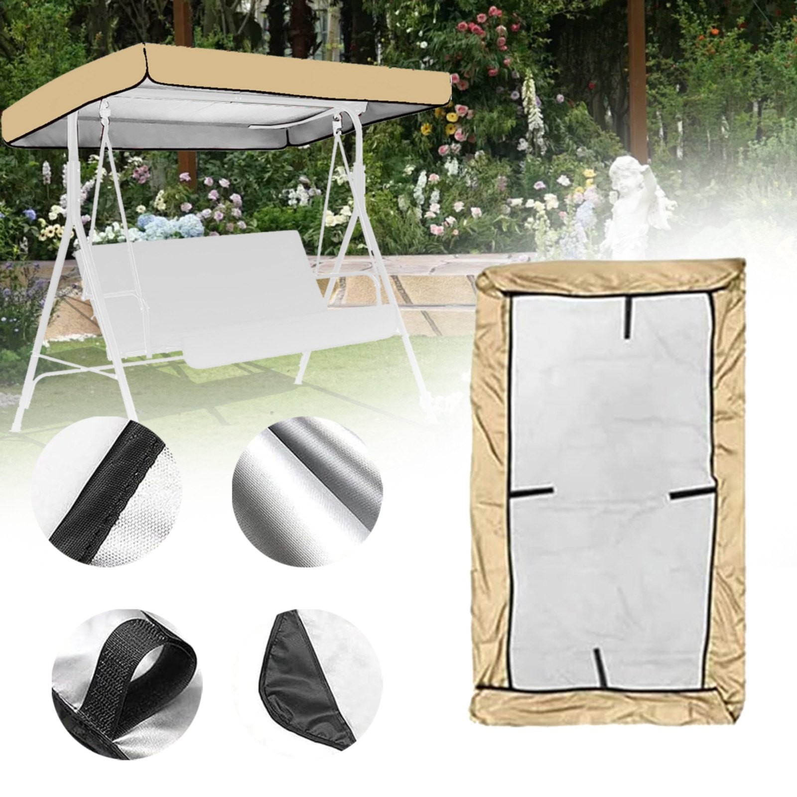 GEIJLPH Clearance! Swing Chair Canopy Replacement 3 Seater Garden Swing ...