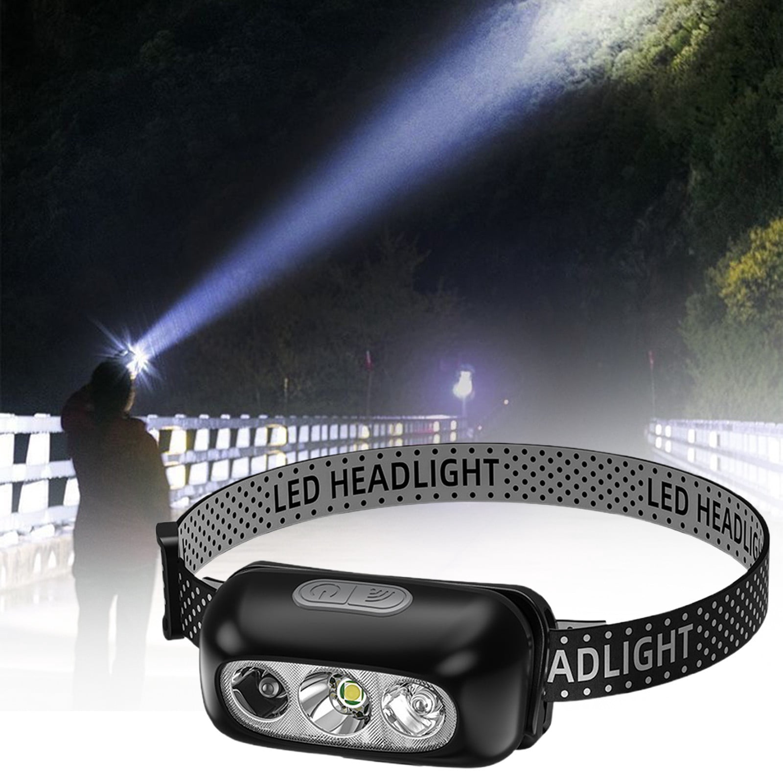 GEIJLPH Under $5 Rechargeable LED Headlamp 1000 Water Headlight with ...