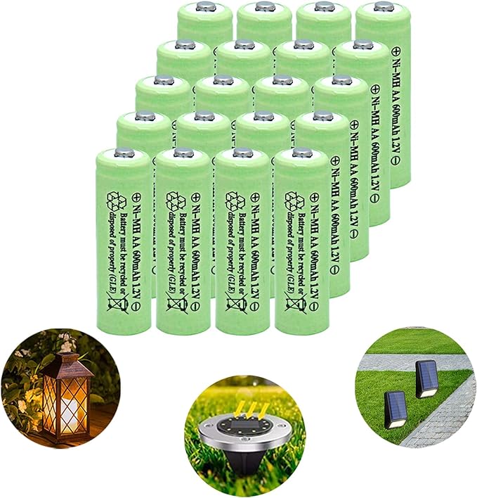 GEILIENERGY NiMH AA 600mAh 1.2V Rechargeable Batteries for Solar Lights ...