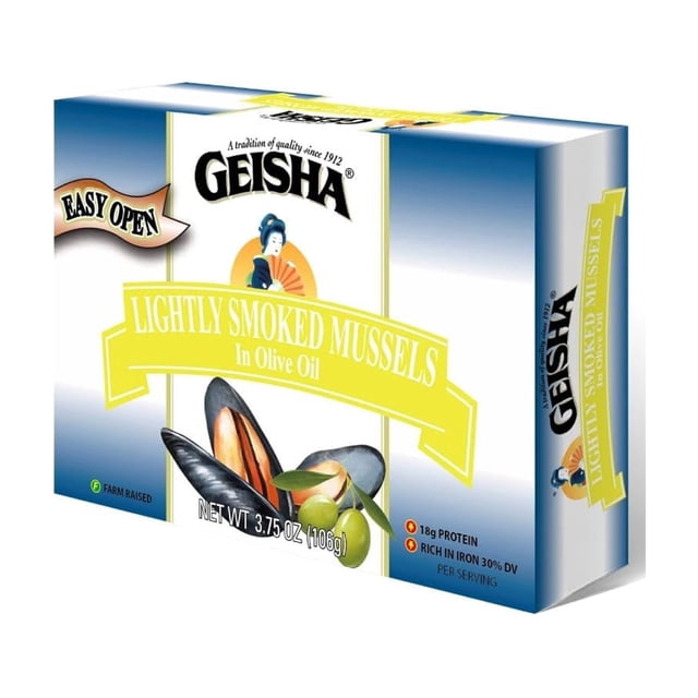 GEISHA Lightly Smoked Mussels in Olive Oil (Pack of 12)| Chilean ...