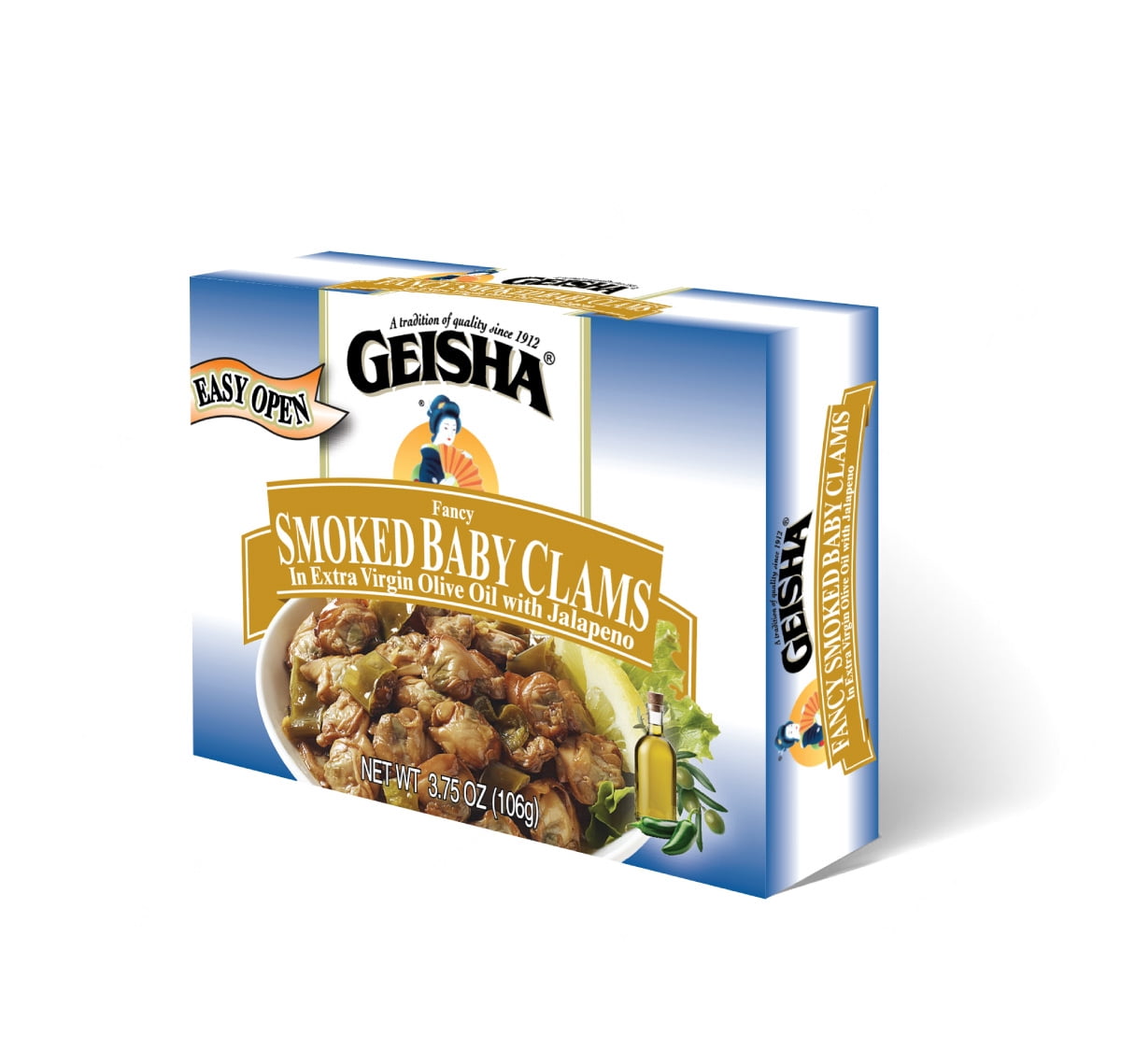 GEISHA Smoked Baby Clams in Extra Virgin Olive Oil with Jalapeno 3.75oz ...
