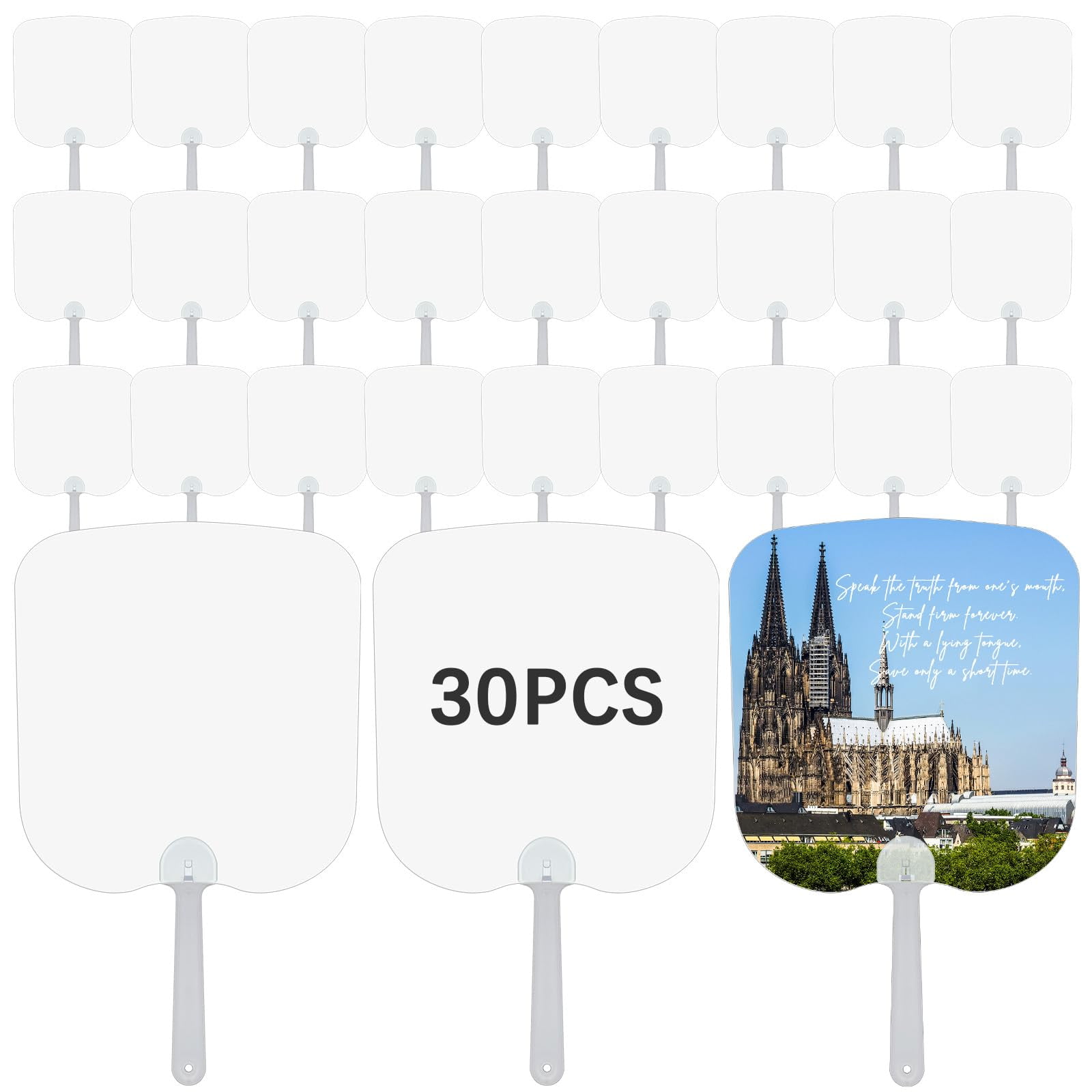 GEKIXUTP 30 Pcs Church Fans Handheld Set,Sublimation Fans Blank Double ...