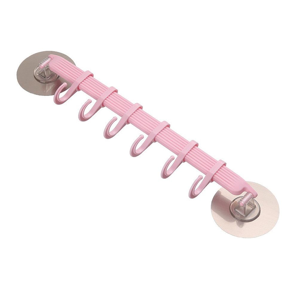 GEKUPEM Bathroom & Kitchen Storage Hooks 6-row Hook Seamless Rack