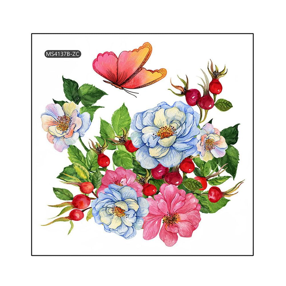 GEKUPEM Butterfly Floral Toilet Lid Sticker Creative Wall Art Decal for ...