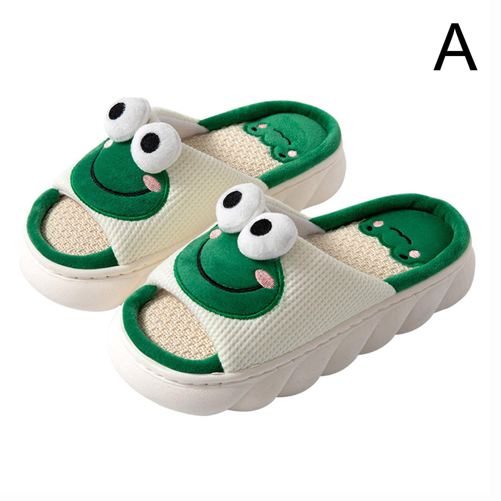 GEKUPEM Women Men Soft Warm Indoor Slippers Cute frog Cartoon Sandal S4 ...