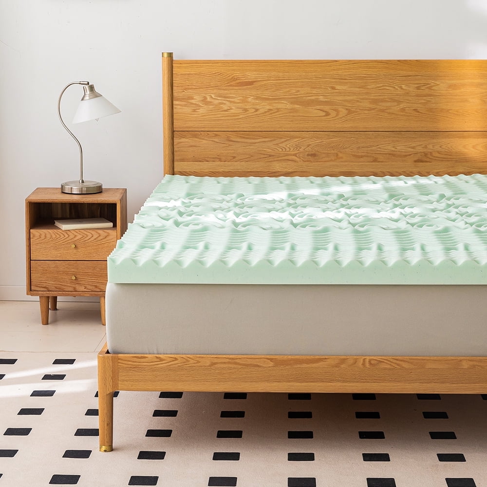 Gelsea 3 Inch Memory Foam Mattress Topper KING,5-Zone Green Tea Infused ...