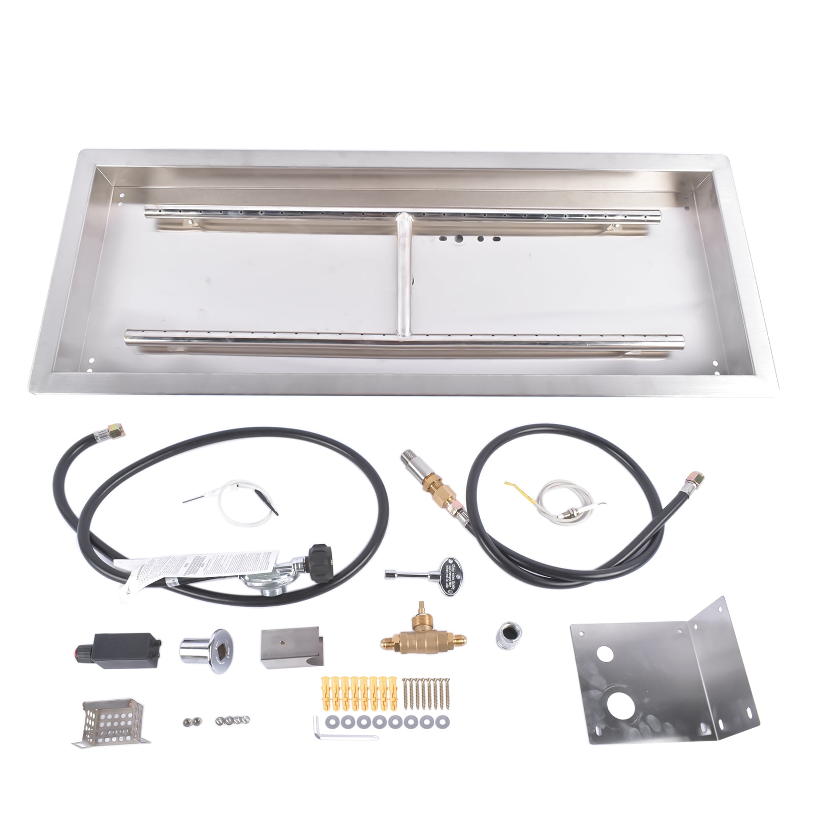 GELUOXI 30 x 10 inch Drop-in Fire Pit Pan, Rectangular Stainless Steel ...