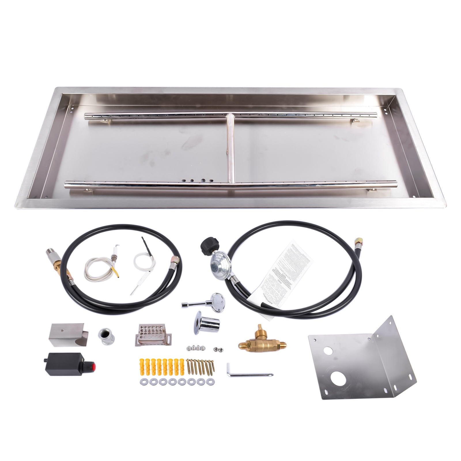 GELUOXI 36 x 12 inch Drop-in Fire Pit Pan, Rectangular Stainless Steel ...