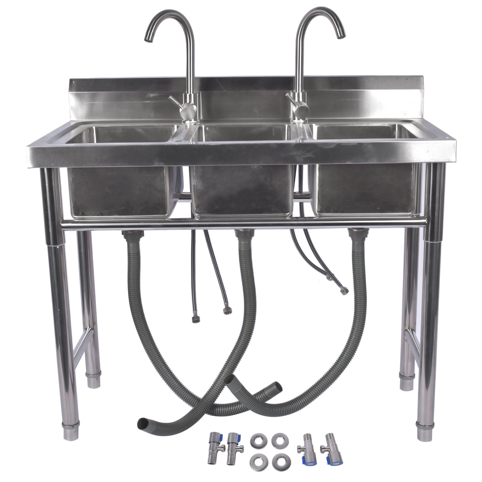 GELUOXI 39.3" Stainless Steel Utility Sink: Triple bowl, triple ...