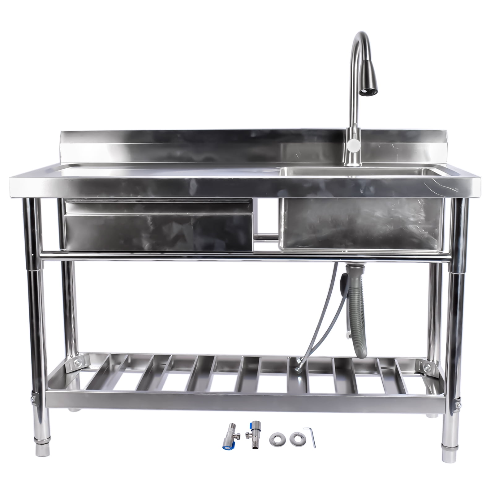 GELUOXI 47*19.6 in Stainless Steel Utility Sink, single bowl with right ...