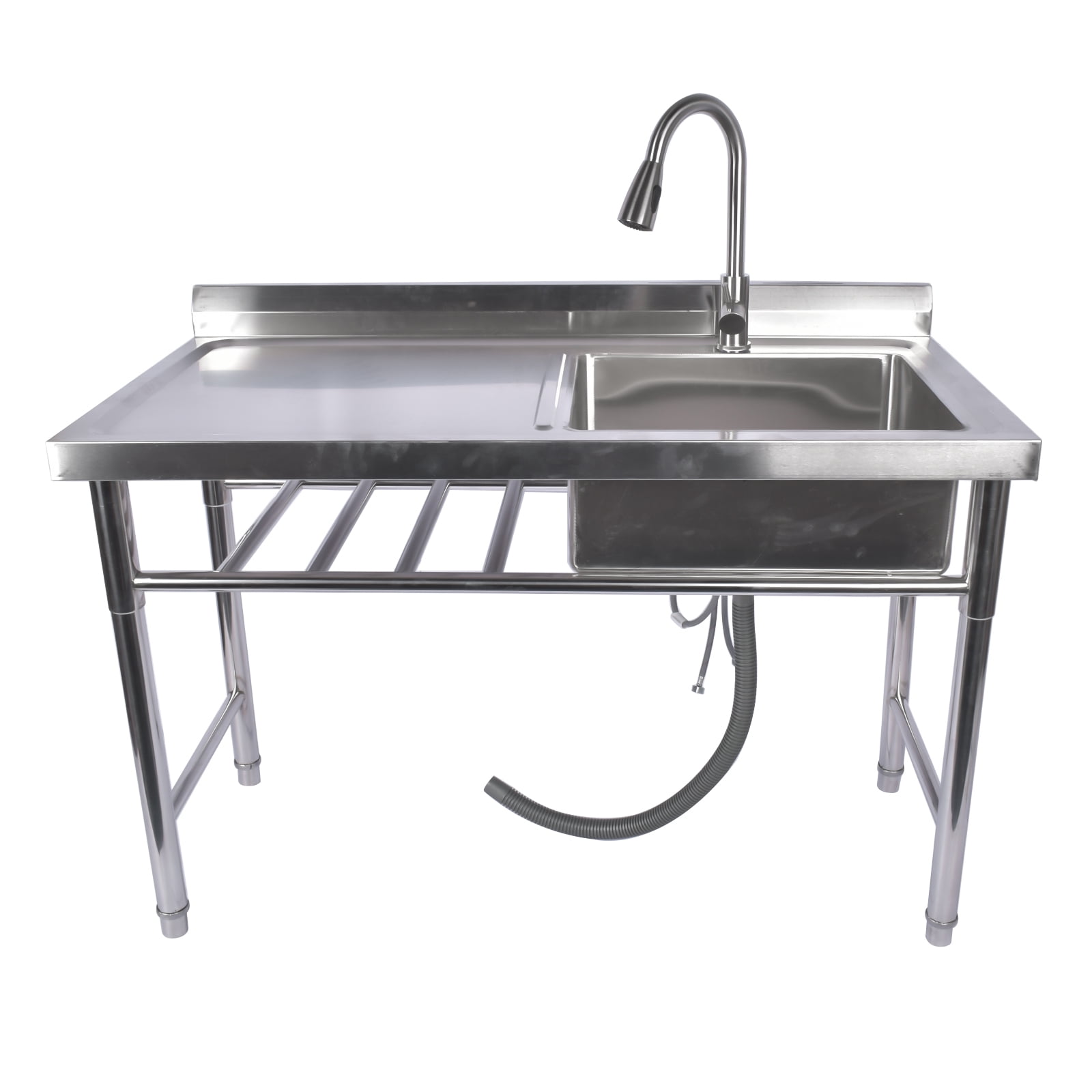 GELUOXI 47" Stainless Steel Utility Sink: Single bowl, right drainboard ...