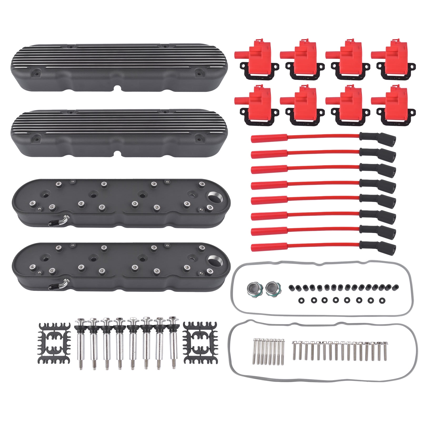 GELUOXI 4Pcs Engine Valve Cover with Mounting Hardware for Chevy GM LS1 ...