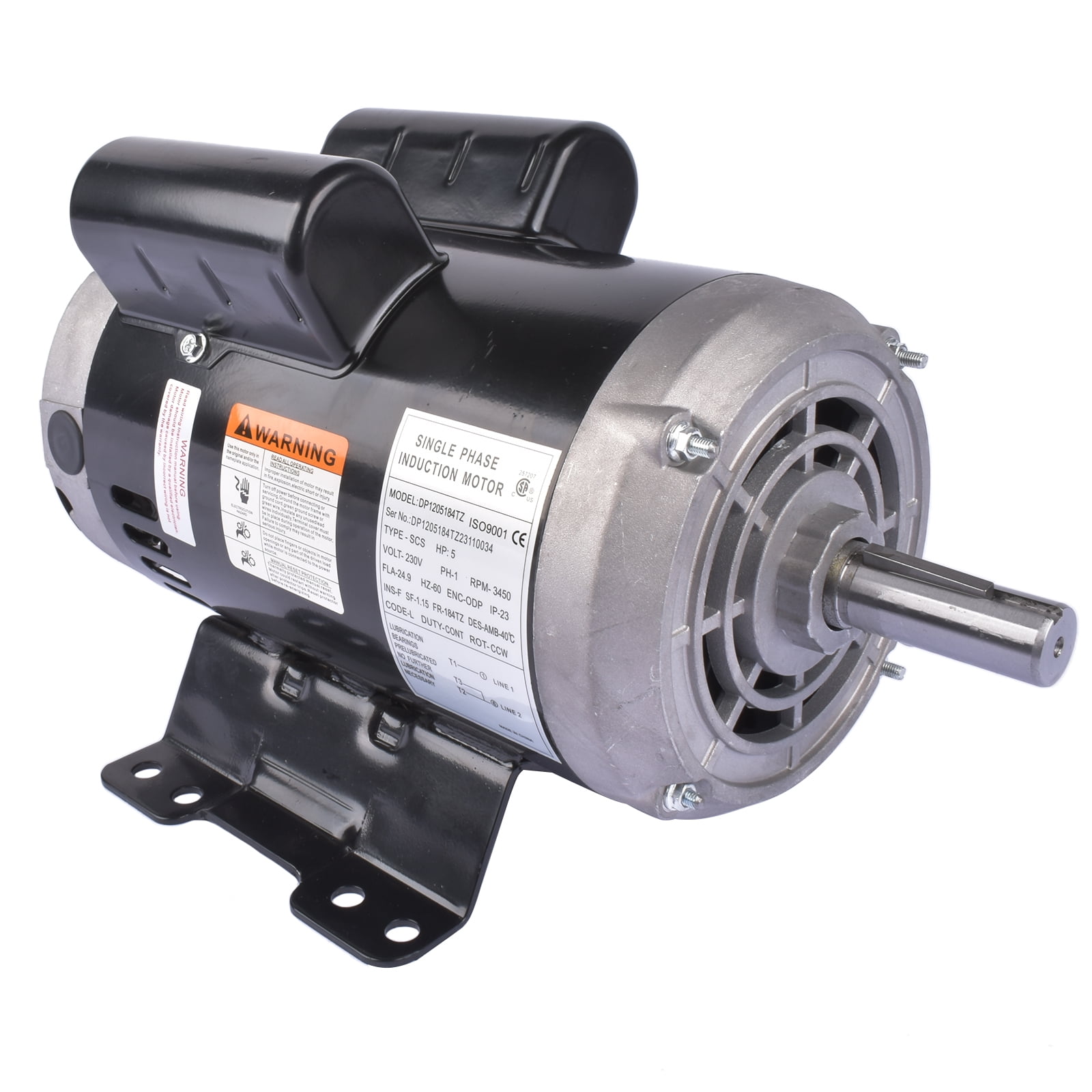 GELUOXI 5HP Air Compressor Electric Motor 184T Frame 3450rpm 60Hz 208 ...