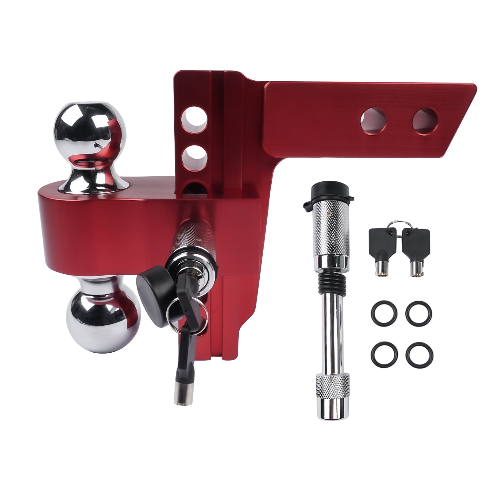 GELUOXI Adjustable Trailer Hitch Red Fits 2 Inch Receiver, 6 Inch Drop ...