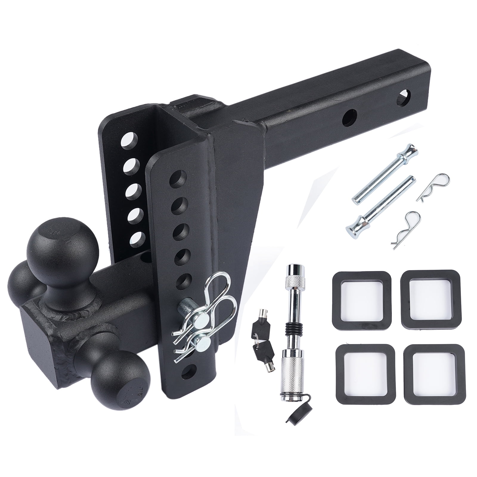 GELUOXI Adjustable Trailer Hitch Three-Ball Fits 2 Inch Receiver 8-Inch ...
