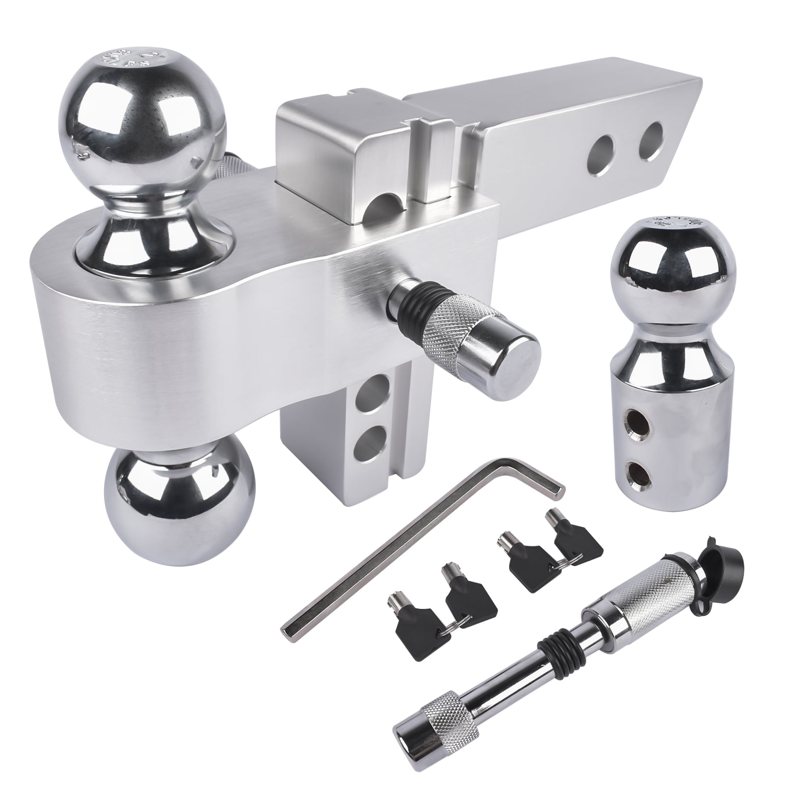 GELUOXI Adjustable Trailer Tow Hitch 2" Receiver 4" Drop/Rise Aluminum ...