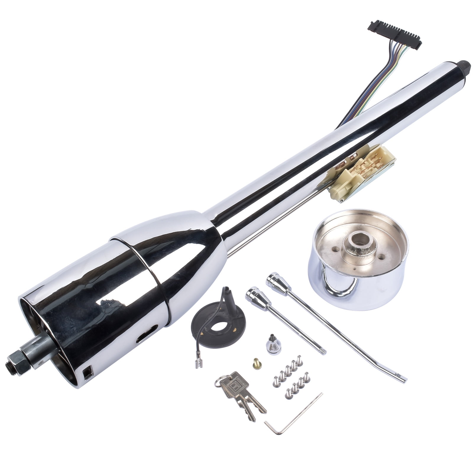 GELUOXI Chrome 28" GM Tilt Manual Street Rod Floor Shift Steering ...