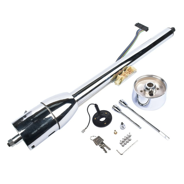 GELUOXI Chrome 32" Floor Shift Tilt Manual Steering Column w/ Key & 9 ...