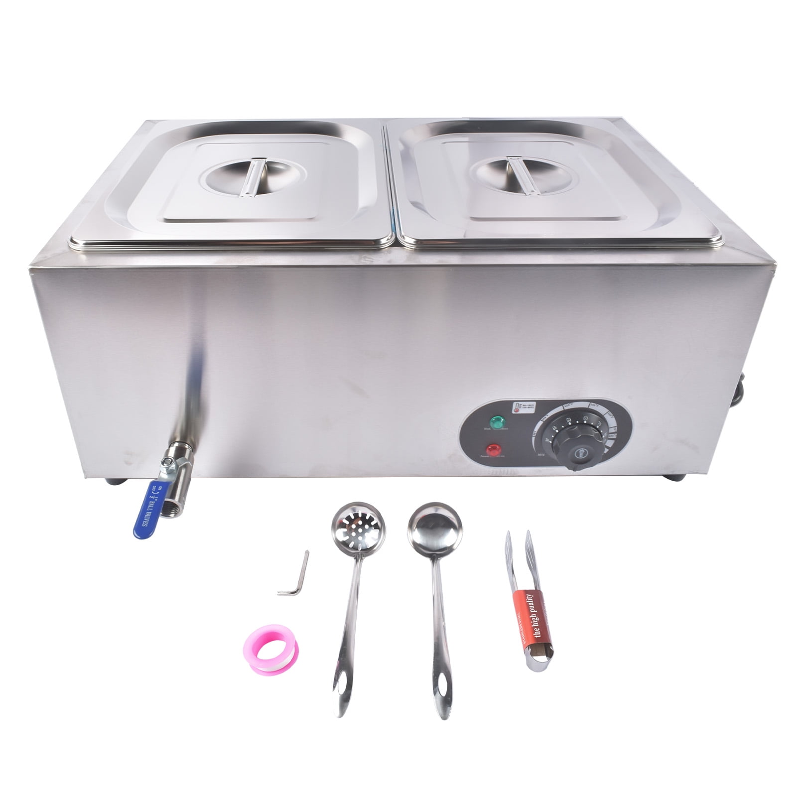 GELUOXI Commercial Food Warmer, 2-Pan 24QT Electric Steam Table, 1200W ...