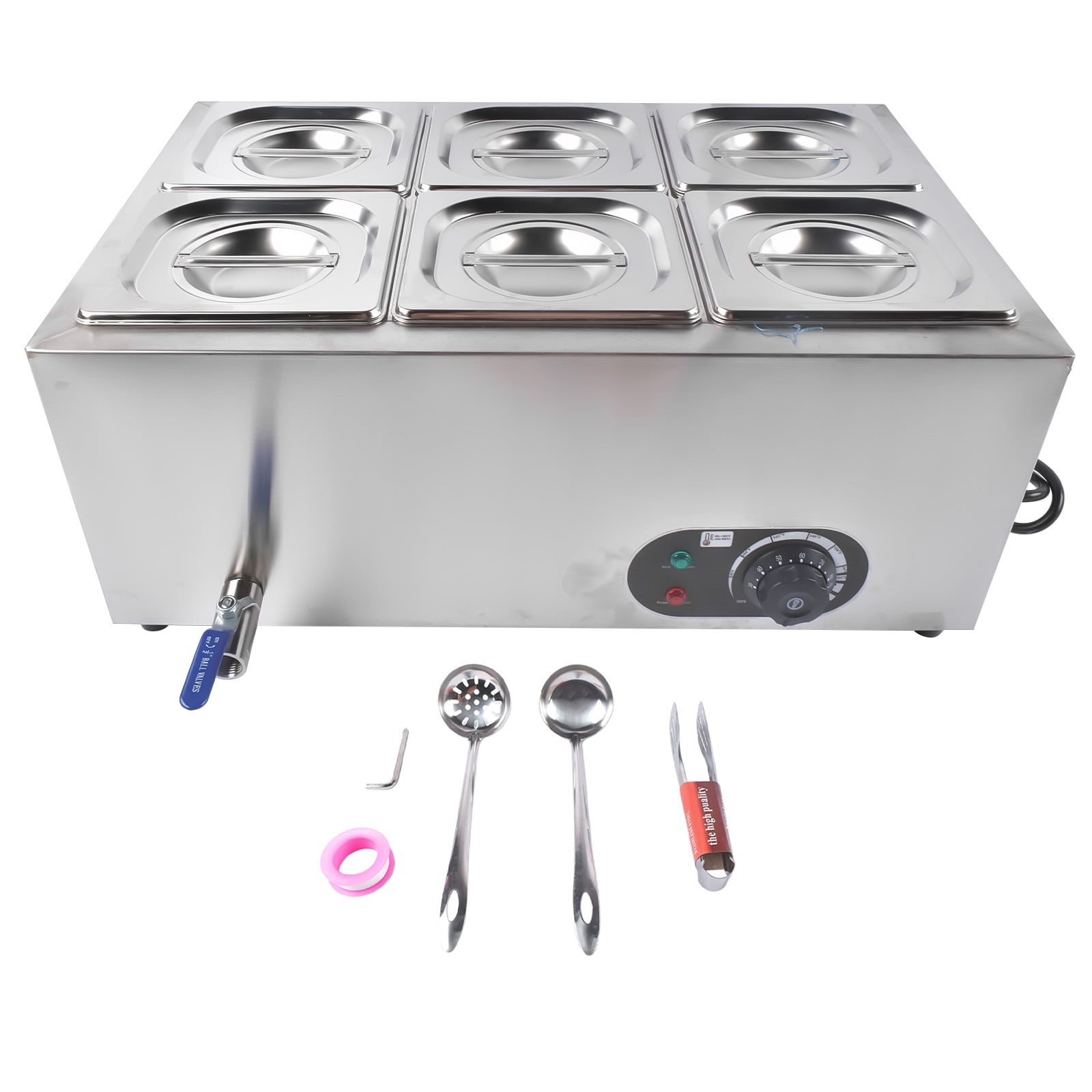 GELUOXI Commercial Food Warmer, 6-Pan 24QT Electric Steam Table, 1200W ...