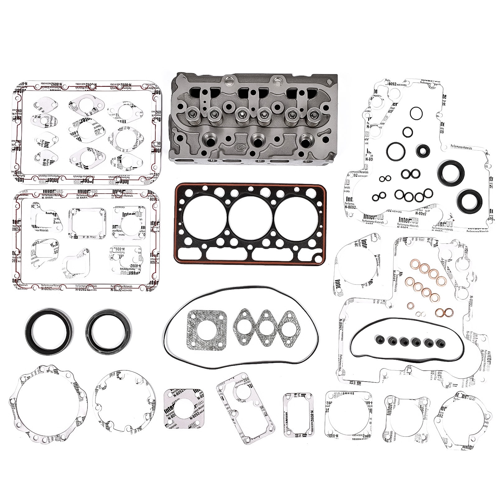 GELUOXI Complete Cylinder Head with Valves Spring + Full Gasket Kit For ...