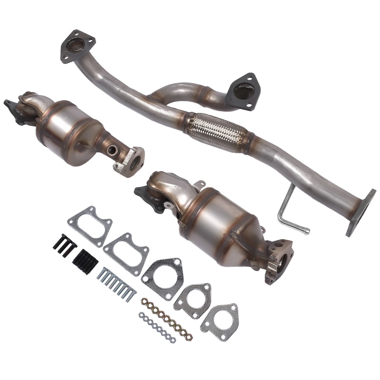 GELUOXI Flex Pipe & Bank1/Bank2 Catalytic Converter Kit for Honda ...