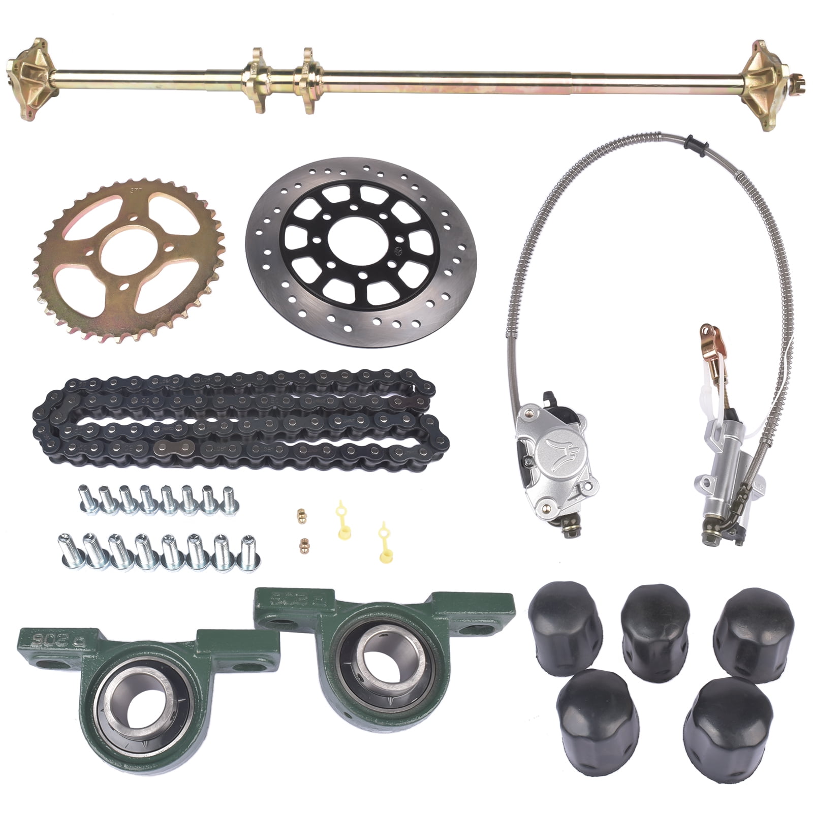GELUOXI Rear Live Axle Kit 44" w/ Brake Assembly Chain Sprocket for Go ...