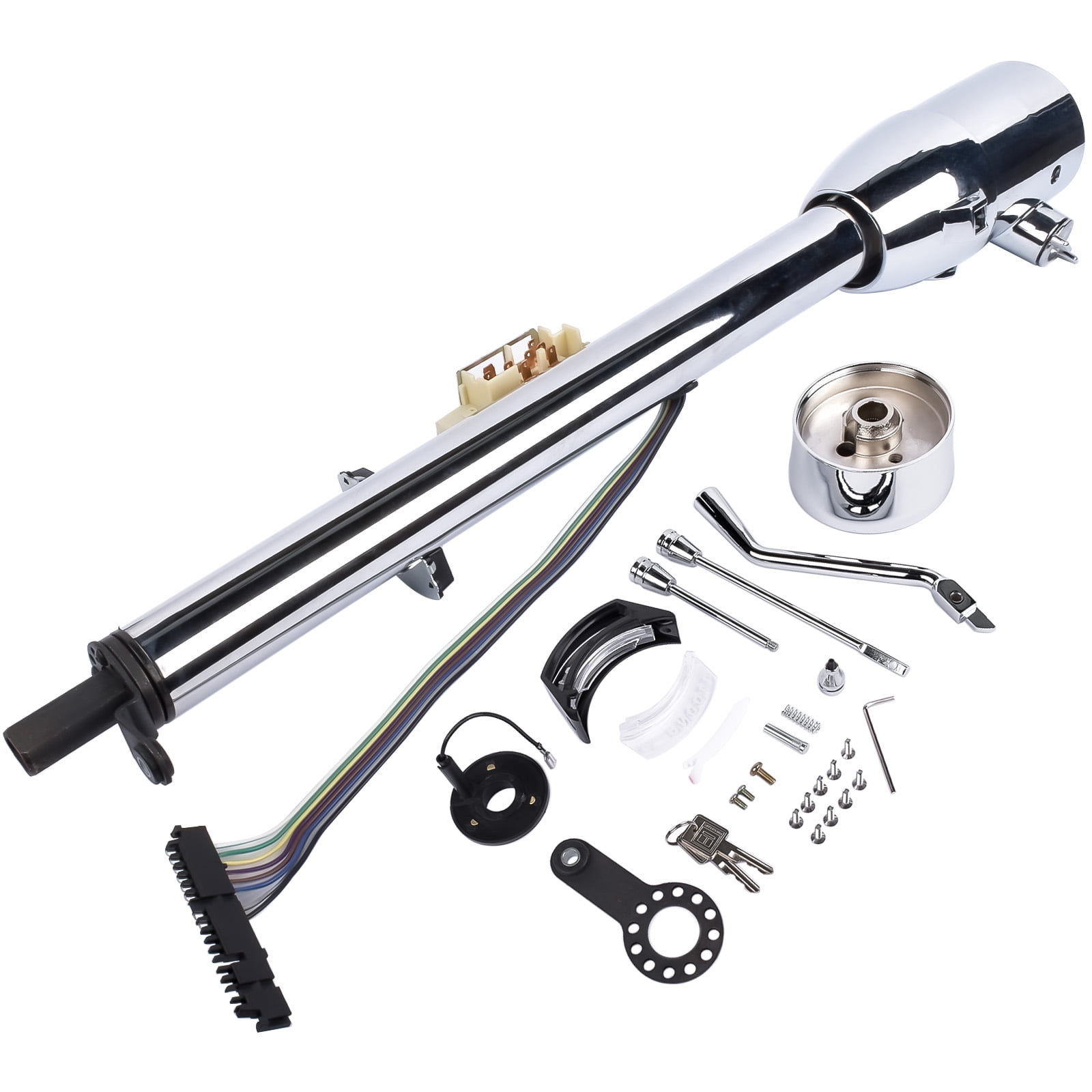 GELUOXI Universal 30" Steering Column w/ 9 Hole Wheel Adapter Key ...
