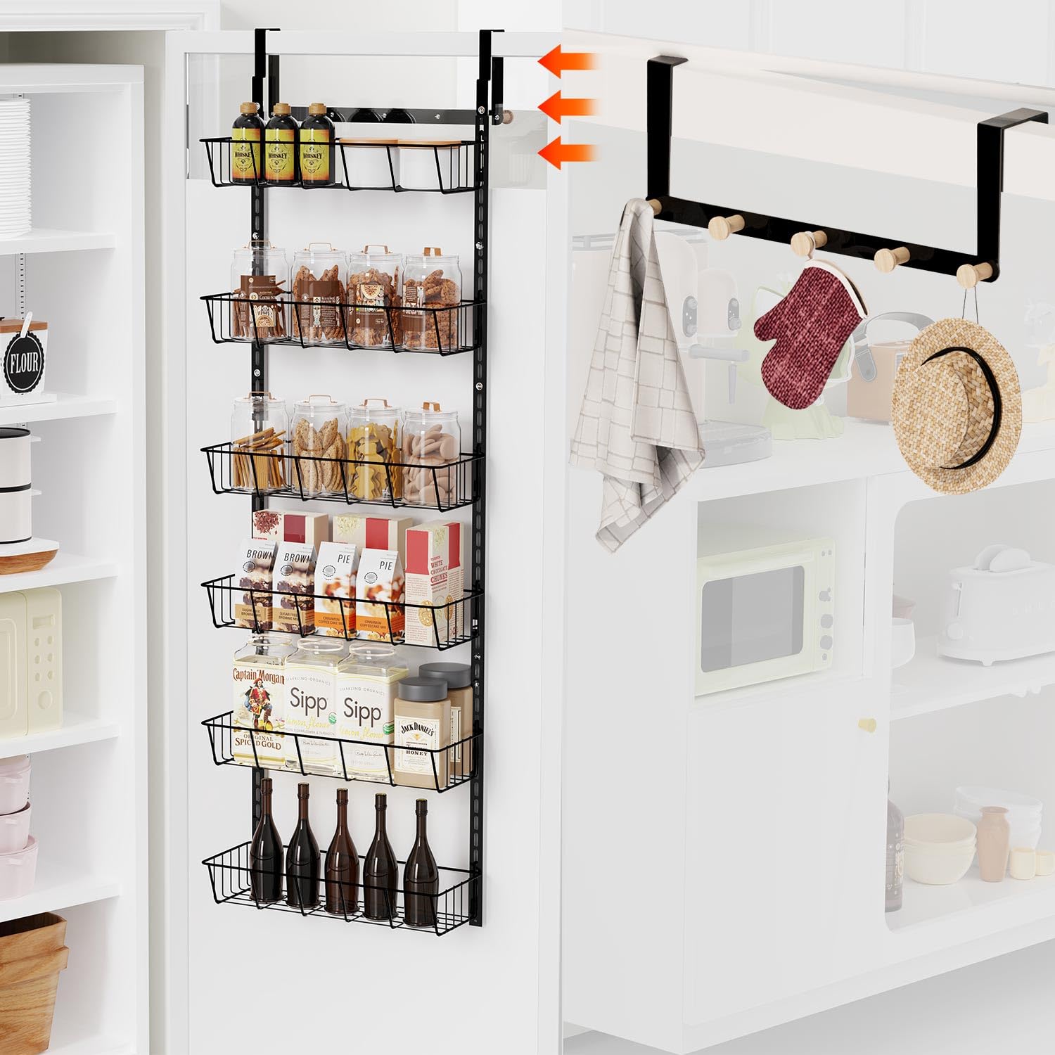 GELYA Over The Door Pantry Organizer 6-Tier Spice Rack Over The Door ...
