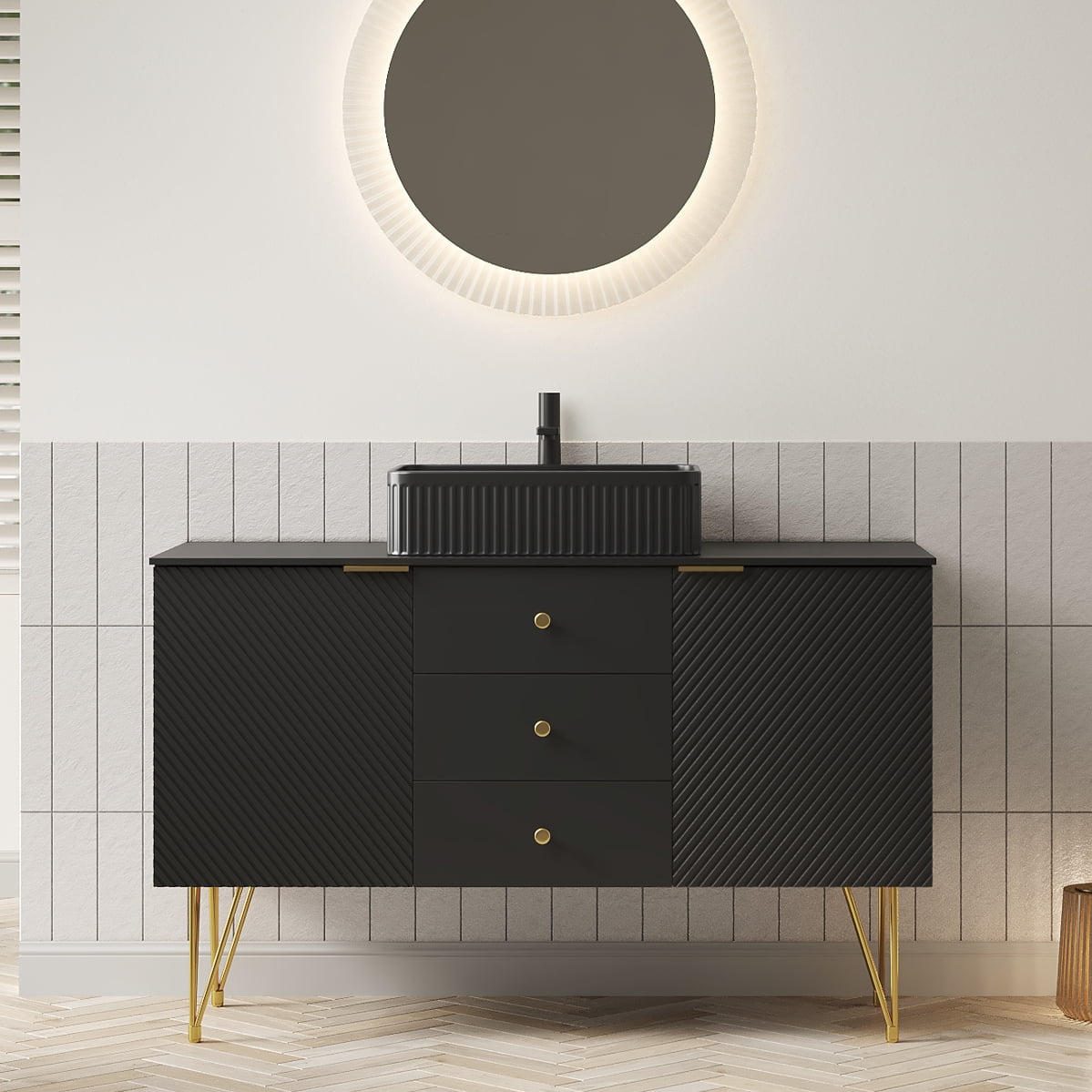 GEMA 48" Bathroom Vanity with Sink, Freestanding Plywood Storage ...