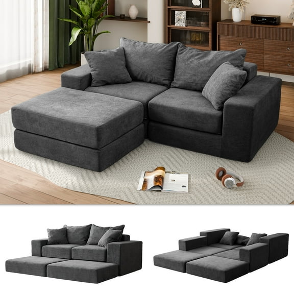GEMBED Modular Sectional Loveseat Boneless Couch Modern Sleeper Sofa ...